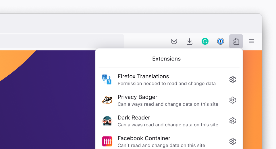 Extras e extensões do navegador Firefox — Firefox