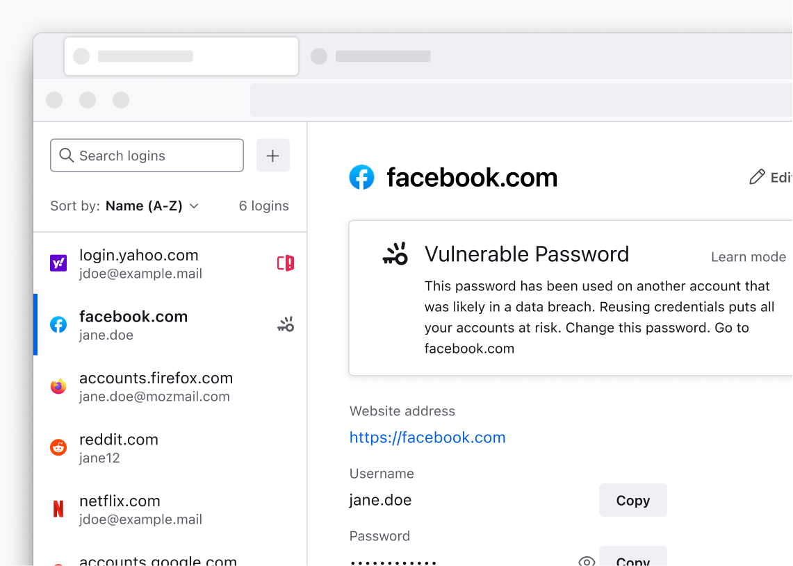 Free password manager — Firefox