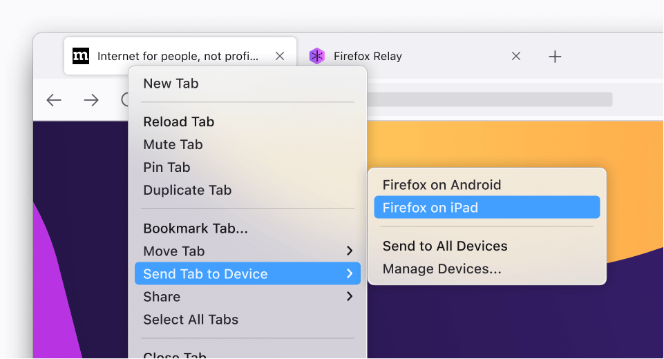 Firefox browser sync — Firefox